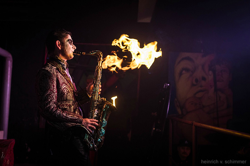 Flaming Saxophonists Hire: Book Flaming Saxophonist - Desmond O’Connor | Contraband Events
